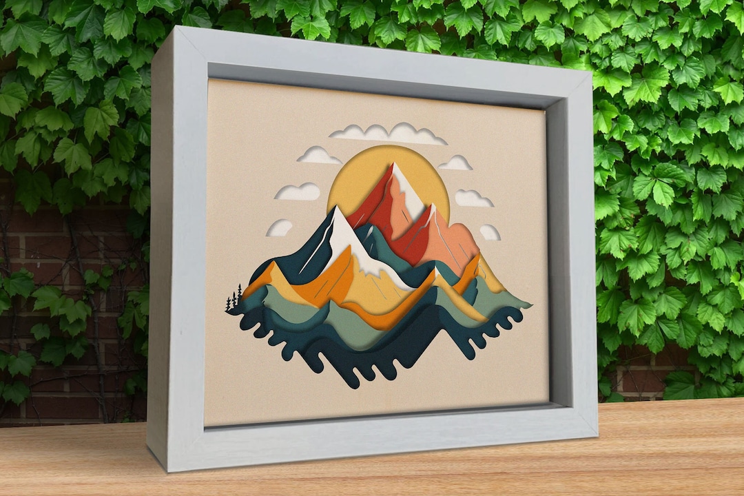 3d Mountain Shadow Box, 3d Landscape Svg, Layered Svg, Files for Cricut ...