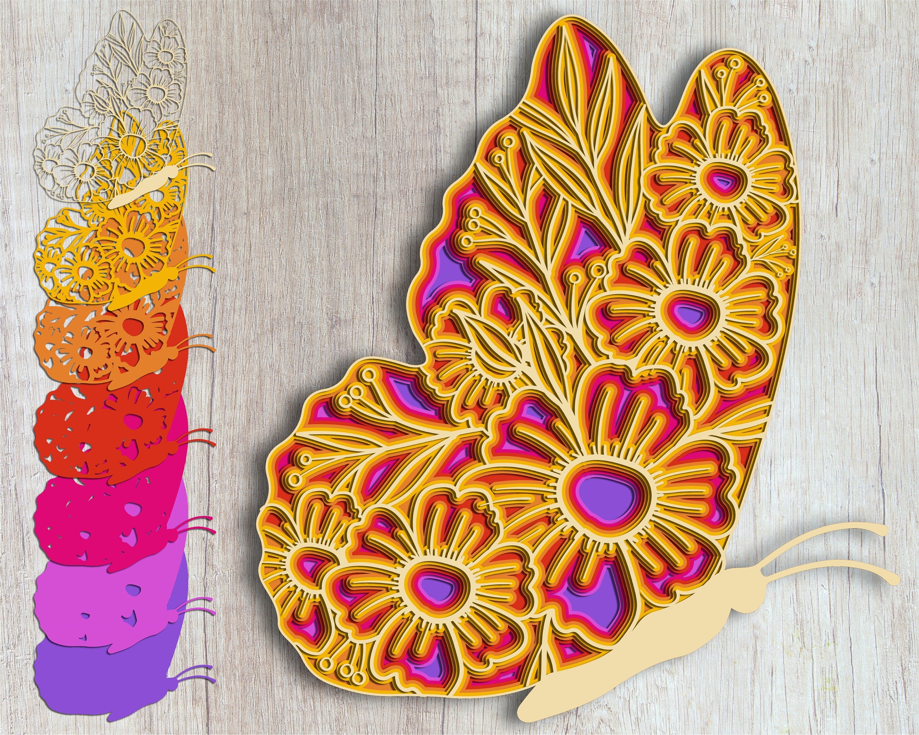 3D Butterfly Mandala SVG 3D Multi Layered Svg Files for CNC - Etsy