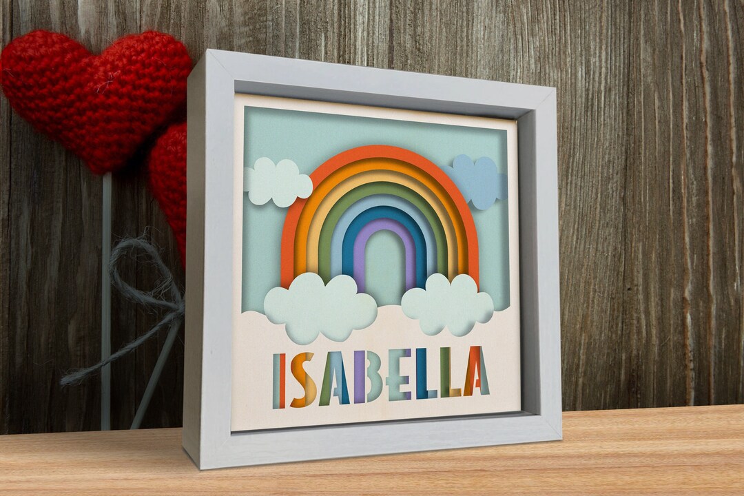 3D Custom Name Shadow Box Rainbow Svg Files for Cricut and - Etsy