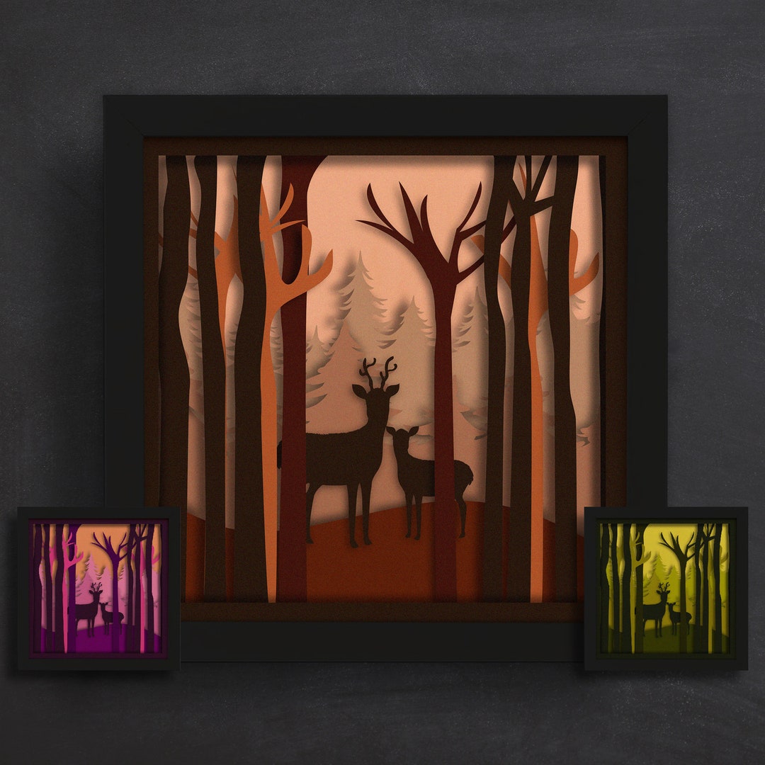 3d Forest Shadow Box Files for Cricut for Silhouette CNC - Etsy