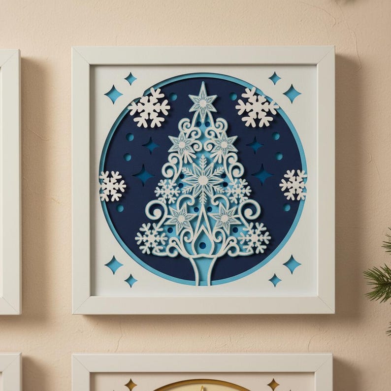 3D Christmas Tree Shadow Box SVG, Layered Papercraft File for Cricut ...