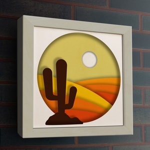 3D Desert Shadow Box, 3D Landscape Papercut, 3D Silhouette Layers, SVG ...