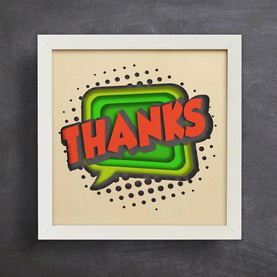Thanks SVG, Shadow Box, 3d Comic Speech Bubble Svg, Papercut Digital ...
