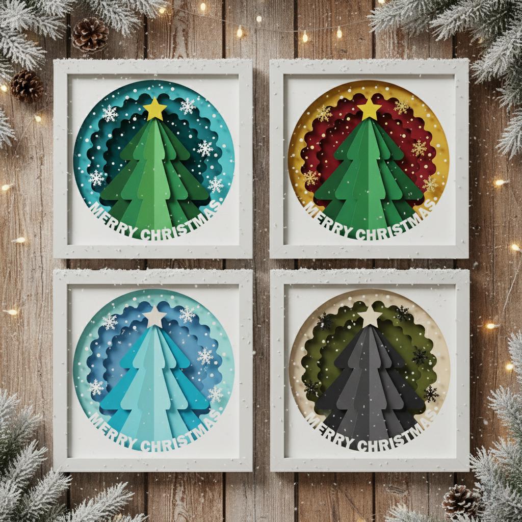 Christmas Tree Shadow Box SVG, 3D Layered Papercraft for Cricut, Merry ...