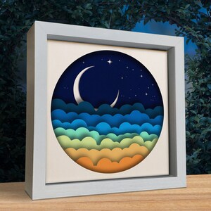 3d Cloudy Night Sky Shadow Box, Files for Cricut, for Silhouette, Paper ...