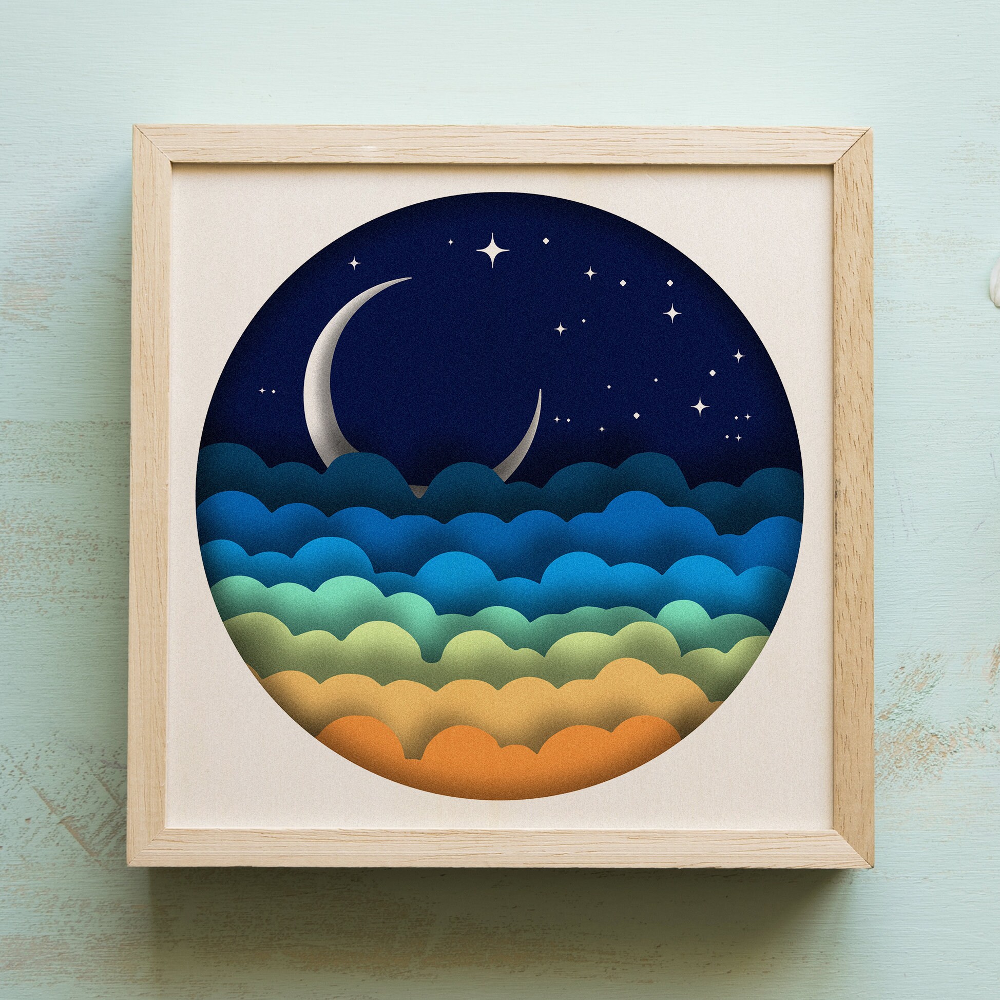 3d Cloudy Night Sky Shadow Box Files for Cricut for - Etsy UK