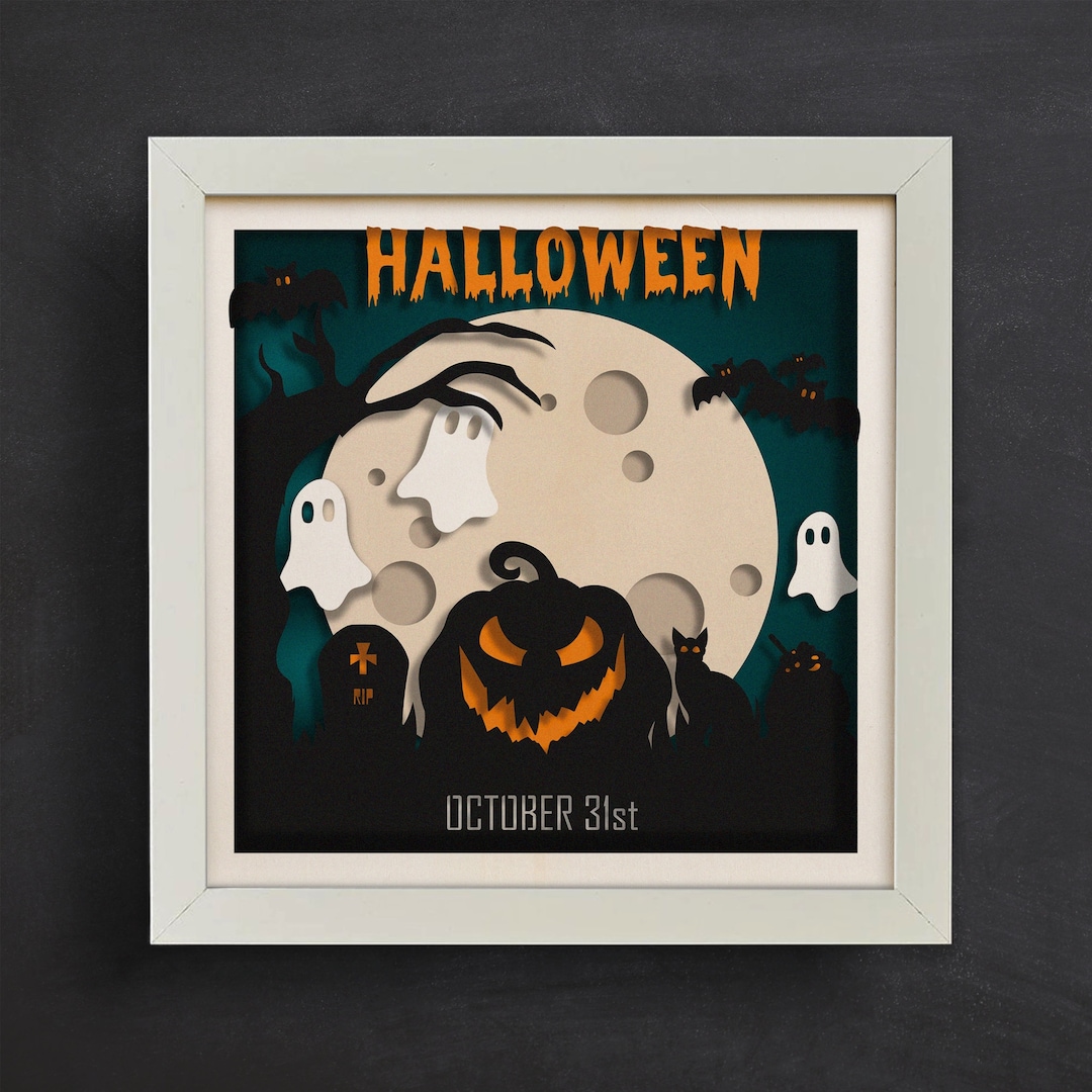3d Halloween Shadow Box, Spooky Ghost, Pumpkin, for Cricut, for ...