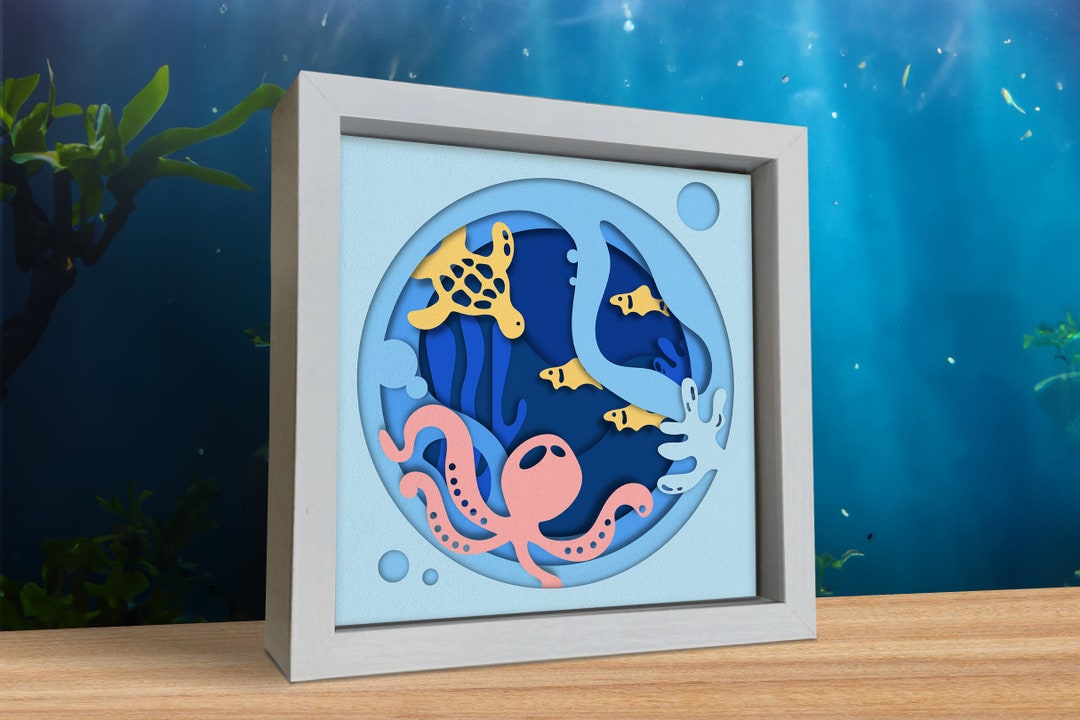 Layered Ocean Svg, Shadow Box Templates, Underwater World Layers, for ...