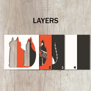 3d Funny Cat, Shadow Box Templates, SVG for Cardstock / 3D Cat Shadow ...