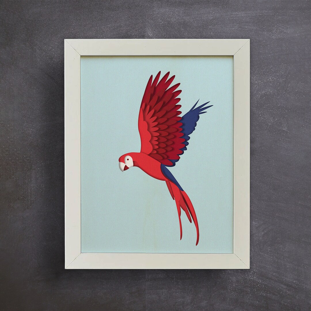 3d Bird Svg, Shadow Box Svg, 3d Parrot Svg, Flaying Wings, Files for ...