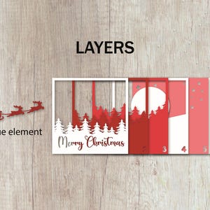 3d Christmas Landscape, Shadow Box Svg, 3d Christmas Layers, Paper Cut ...