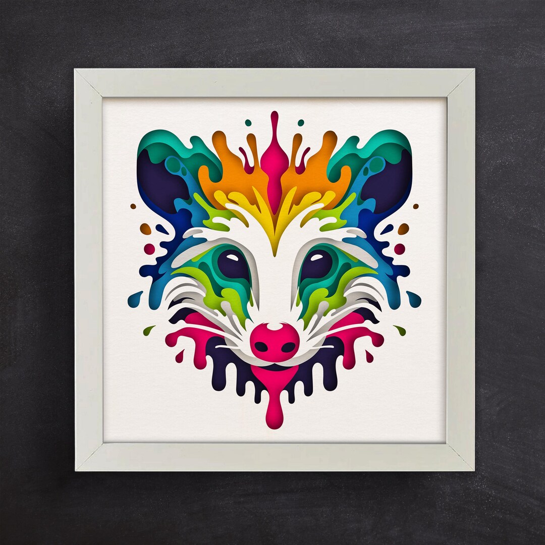 3D Possum Shadow Box Template: Colorful Animal SVG (digital Download ...
