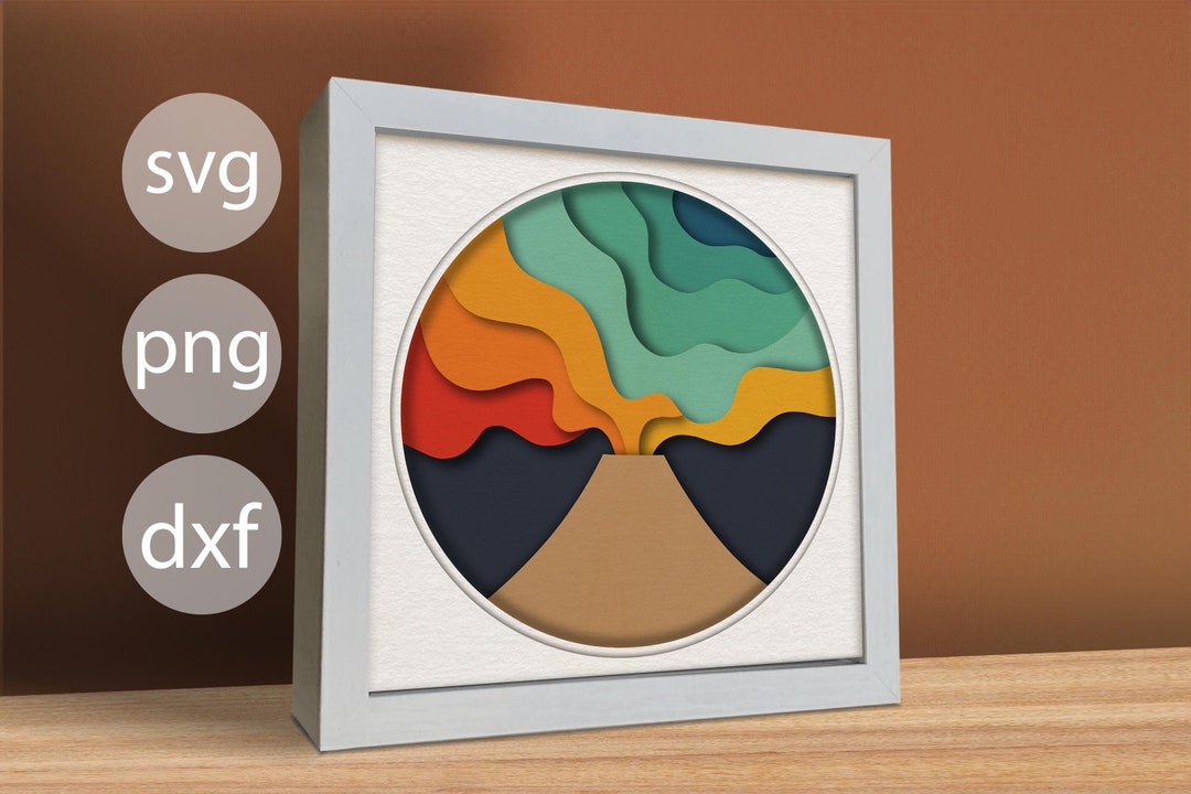 3d Volcano Svg, Shadow Box Templates, Cardstock Svg, Paper Cut Svg, for ...