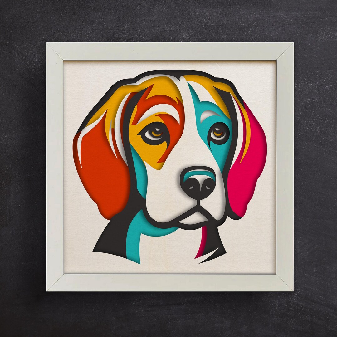 3d Beagle SVG, Shadow Box Template, Dog 3D SVG Shadowbox, Layered ...