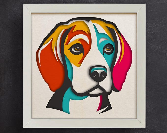 3d Beagle SVG, Shadow Box Template, Dog 3D SVG Shadowbox, Layered ...