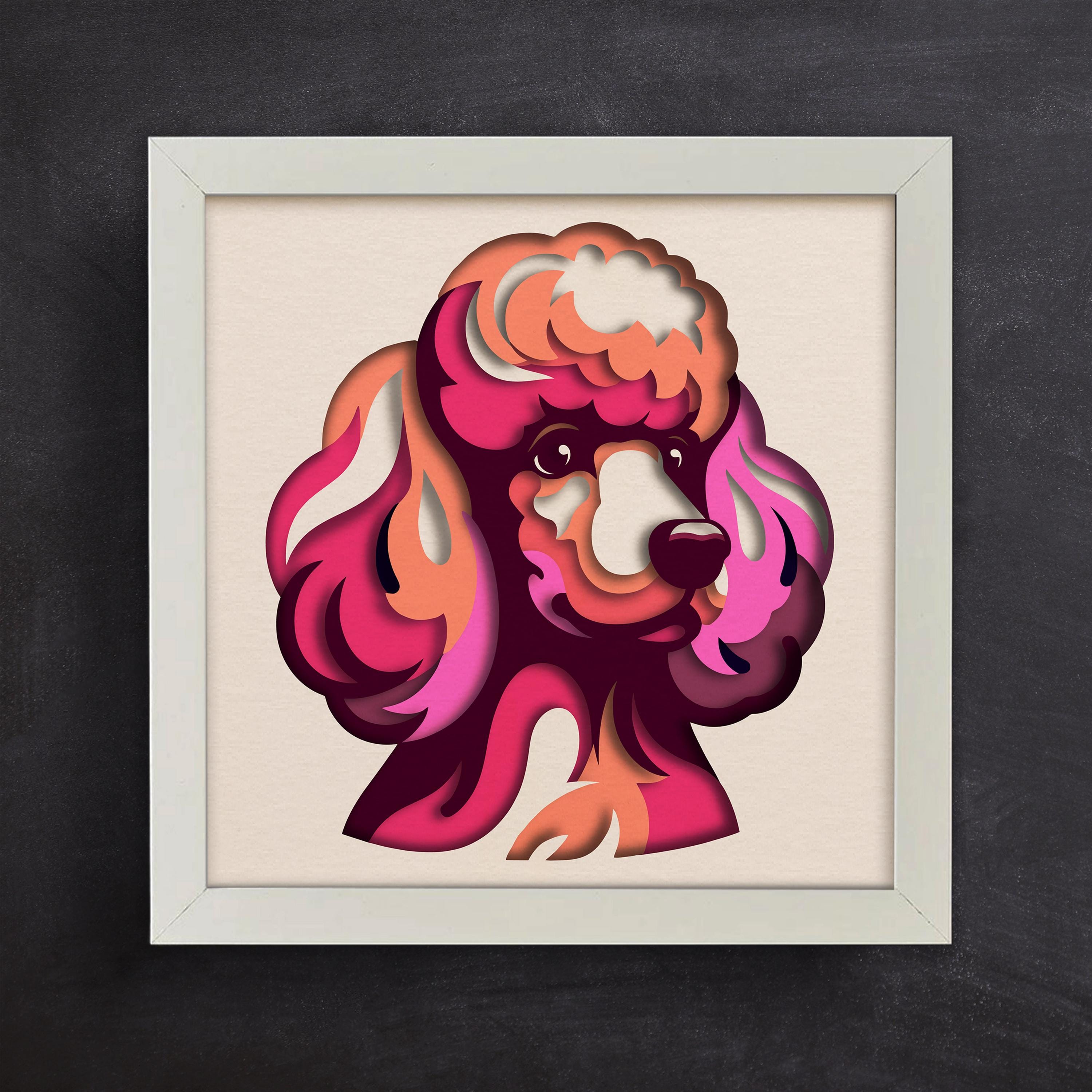 Poodle 3D Layered SVG for Cardstock / 3D Dog Shadow Box / Pop Art / Pet ...