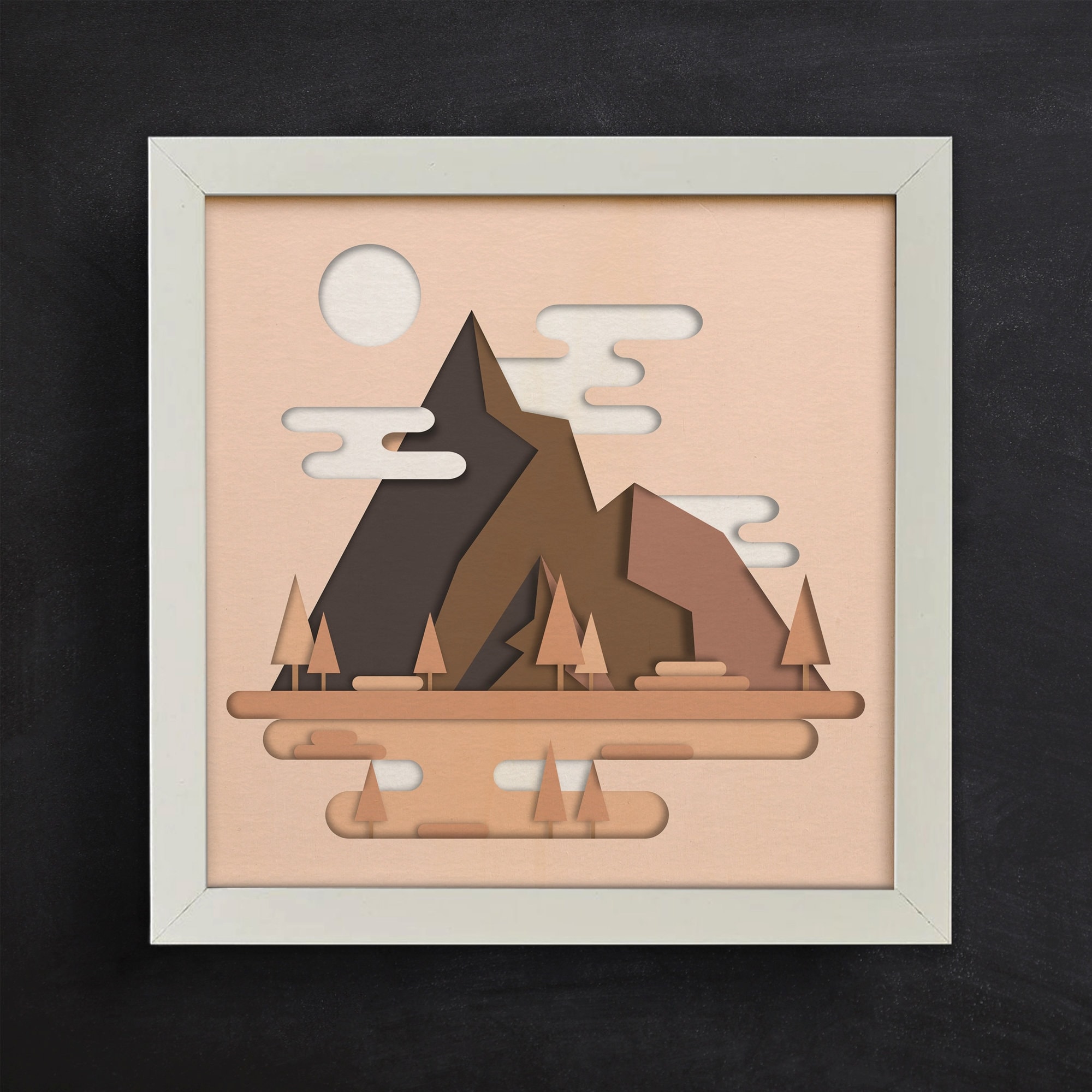 3d Mountain Landscape, Shadow Box Templates, 3d Landscape Svg, Layered ...