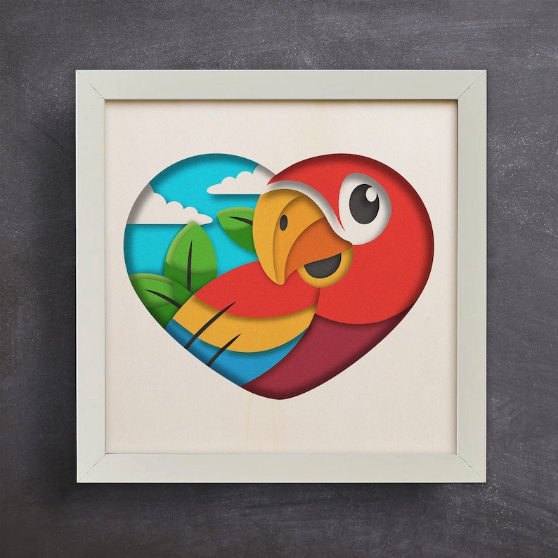 3d Parrot Svg Shadow Box Svg Files for Cricut for - Etsy