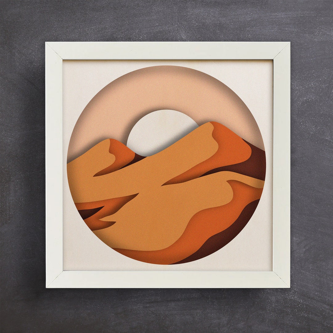 3D Desert Shadow Box, 3D Landscape Papercut, 3D Silhouette Layers, SVG ...