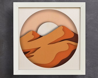 3D Desert Shadow Box, 3D Landscape Papercut, 3D Silhouette Layers, SVG ...