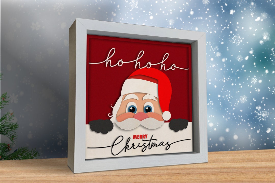 3d Santa, Christmas Shadow Box Svg, 3d Christmas Layers, Paper Cut ...