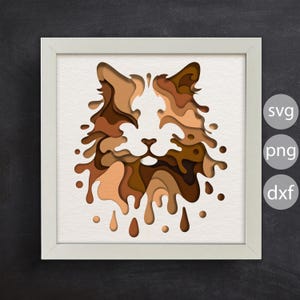 3d Cat, Shadow Box Templates / SVG for Cardstock / 3D Cat Shadow Box ...