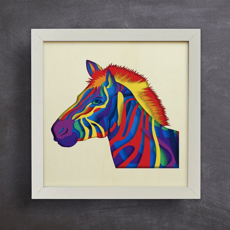 3d Zebra, Shadow Box Svg, Colorful Layers Svg , Papercut, Files for ...