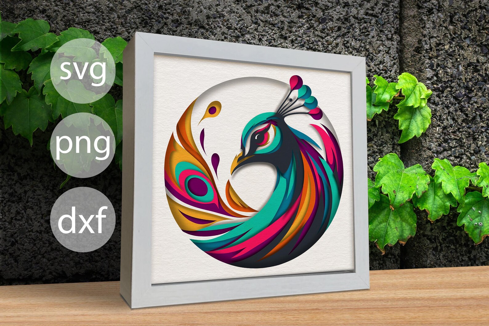 3d Peacock, Shadow Box Templates, 3D Bird Shadow Box / SVG for ...