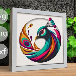 3d Peacock, Shadow Box Templates, 3D Bird Shadow Box / SVG for ...