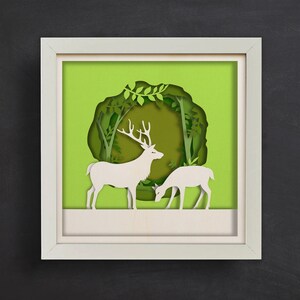 3D Deer Forest, Landscape Shadow Box Svg, 3d Nature Svg, Paper Cut ...