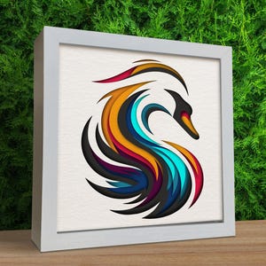 3d Swan, Shadow Box Templates, SVG for Cardstock / 3D Bird Shadow Box ...