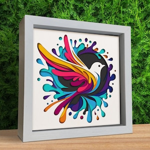 Layered Bird SVG, Shadow Box Template, Sparrow Bird 3D SVG Shadowbox ...