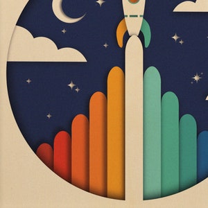 3d Space Rockets Shadow Box, Files for Cricut, for Silhouette, Laser ...