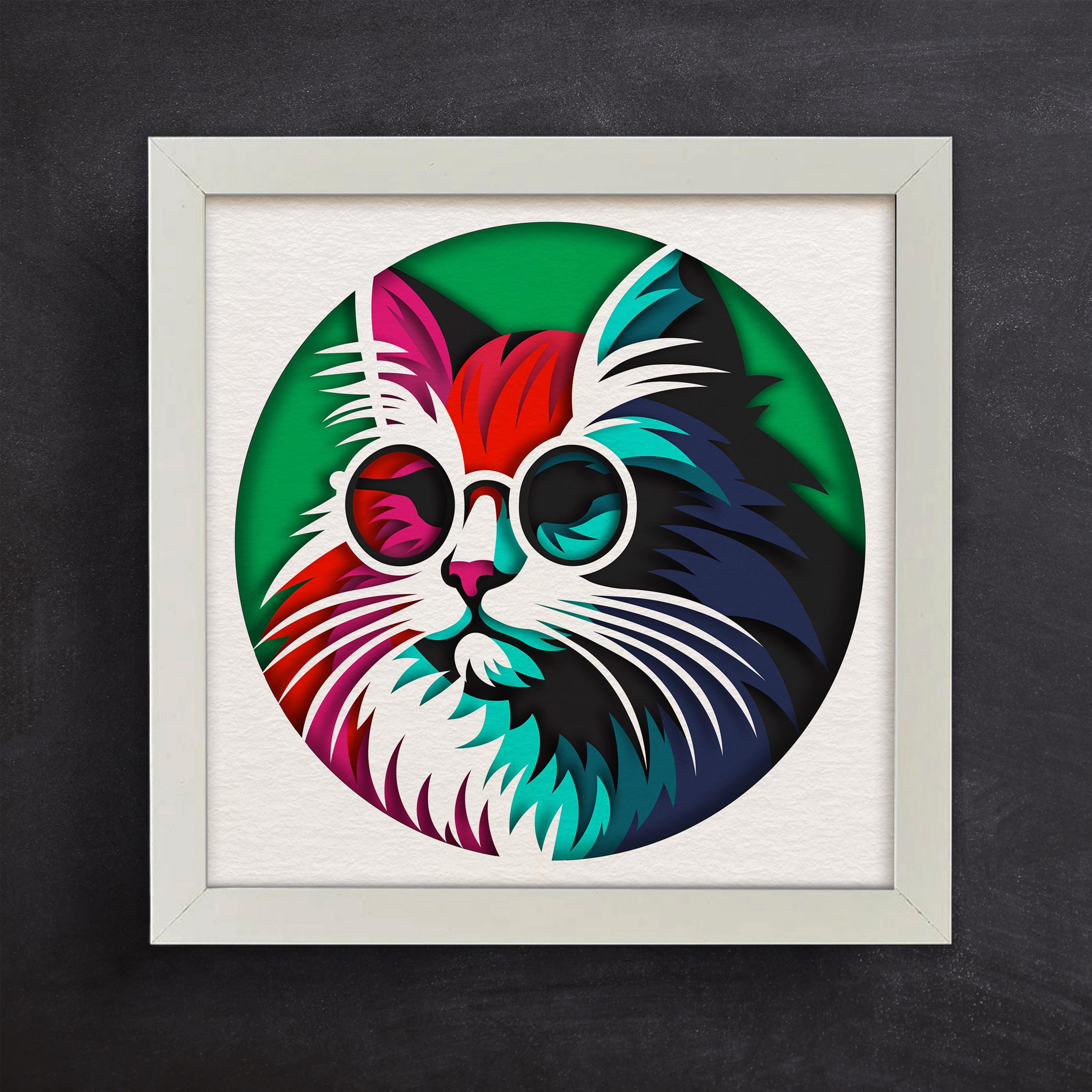 3d Cat, Shadow Box Templates, SVG for Cardstock / 3D Cat Shadow Box ...