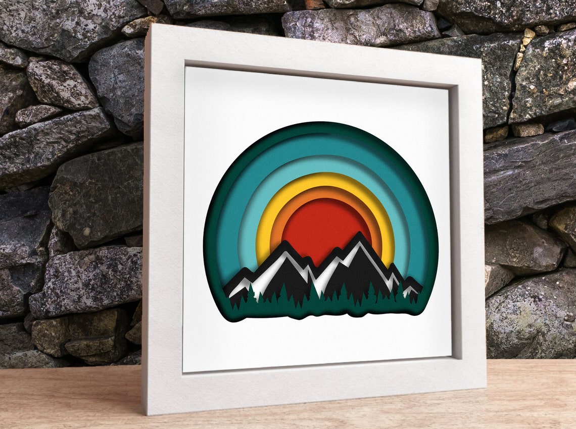 3d Mountain Shadow Box Files for Cricut for Silhouette CNC - Etsy