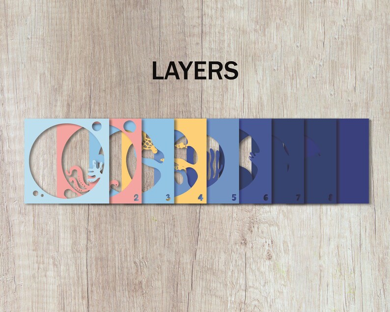Layered Ocean Svg, Shadow Box Templates, Underwater World Layers, for ...