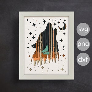 3d Wolf Svg, Shadow Box Svg, Paper Cut Files, 3d Cricut Projects, Laser ...