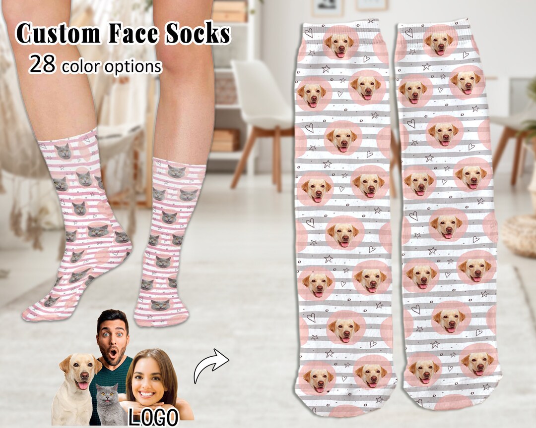 Custom Cat/dog Face Socks Funny Dog Person Crew Socks Pet Photo Socks ...