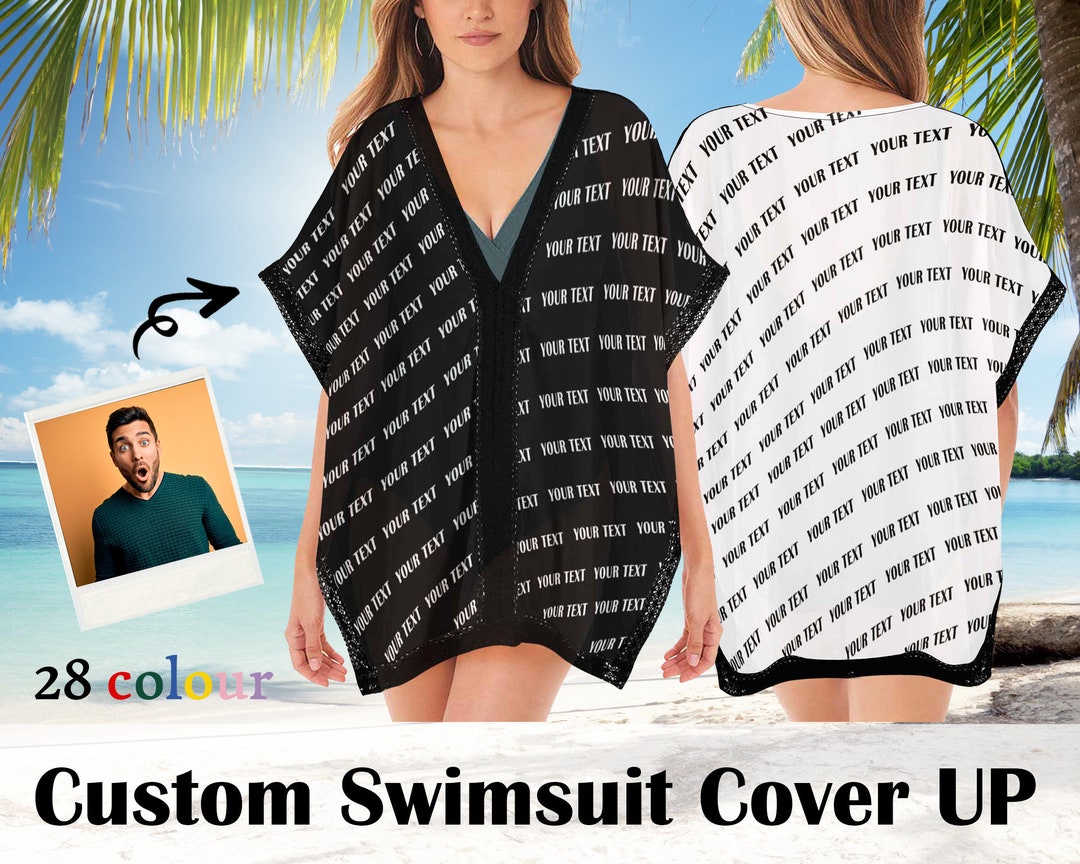 Customize Text Beach Cover up Custom Women Bikini Swimsuit Cover up ...