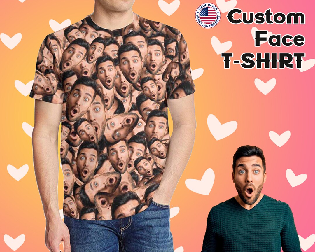 Custom Face T-shirt Custom Men's Printing T-shirts Gift for Boyfriend ...