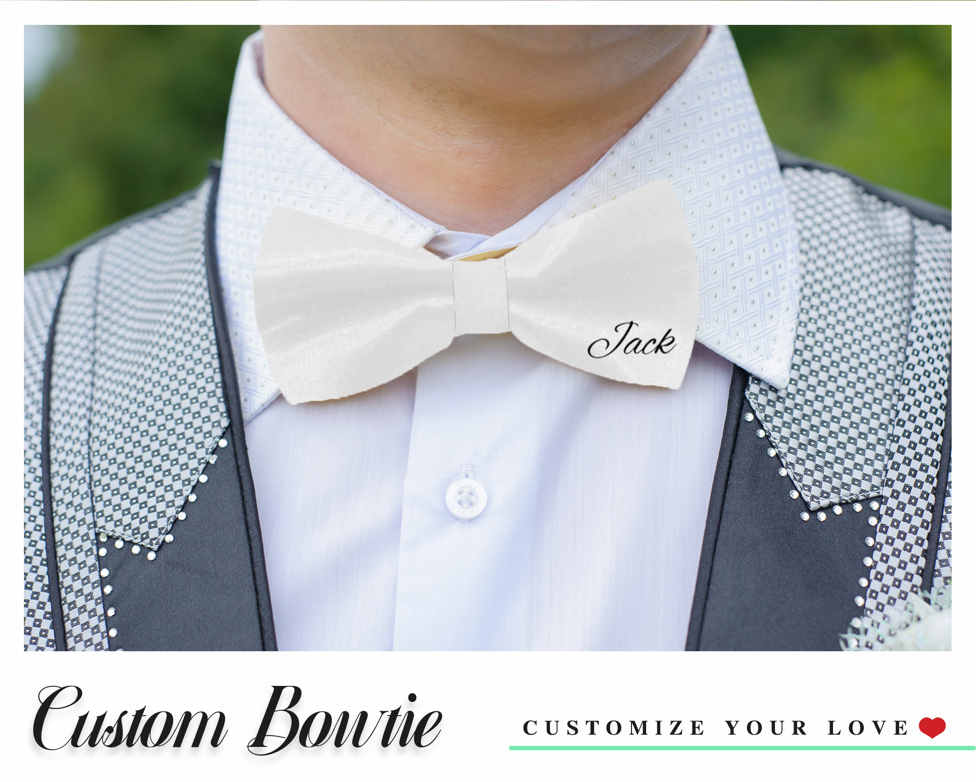 Custom Bow Tie With Your Name Personalized Text Bow Tie Name Pre-tied ...