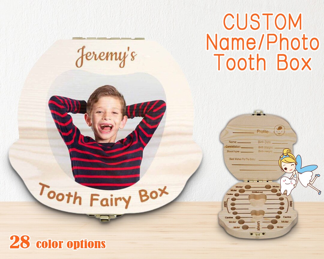 Custom Tooth Box With Name Photo Tooth Box Tooth Fairy Box Dental Jars ...