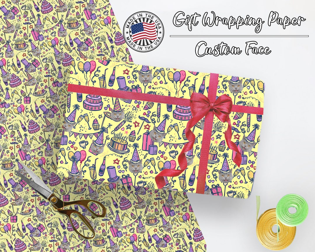 Custom Pet's Face Wrapping Paper Customize Birthday Wrapping Paper ...