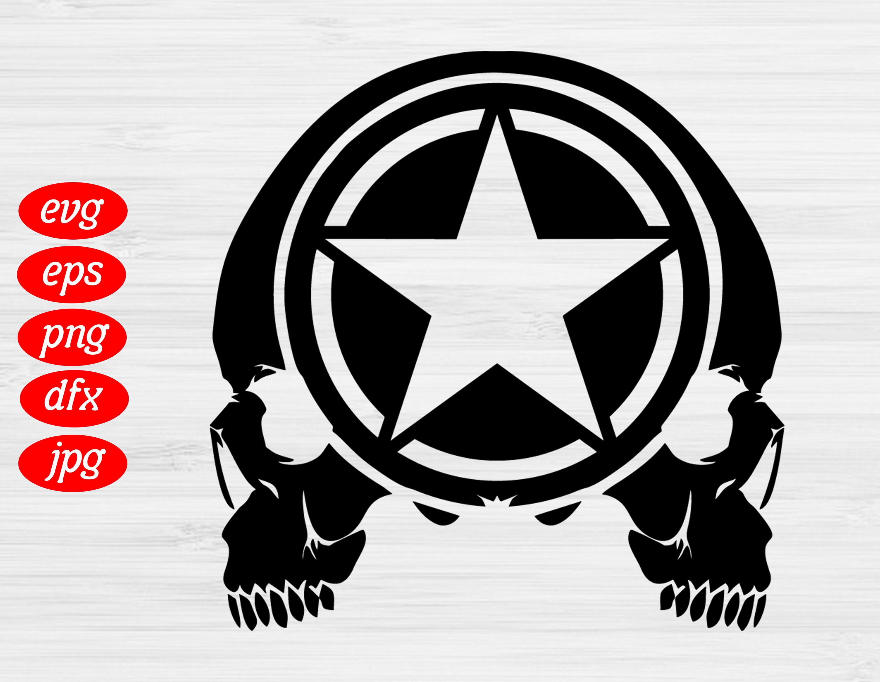 Skull Star Jeep SVG Jeep Silhouette Calcomanía Jeep Jeep | Etsy