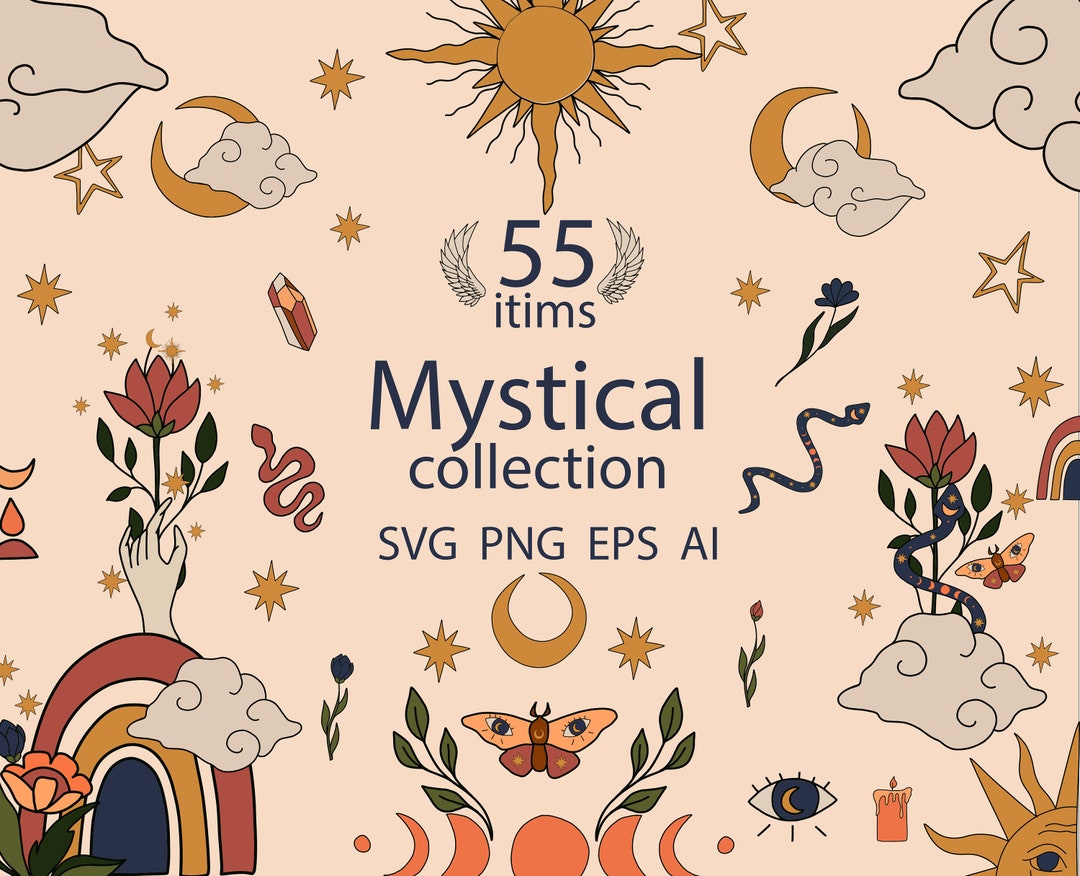 Celestial Retro Svg Clipart, Magic Clipart, Cristal, Witch Hand ...