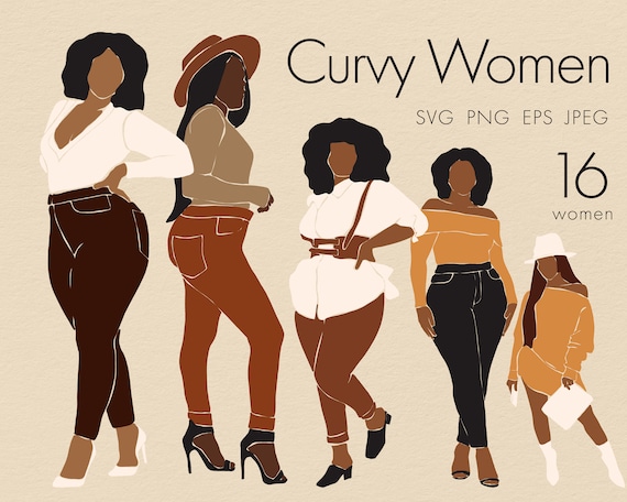 Curvy Woman SVG Afro Girl Clipart Black Woman Clipart - Etsy