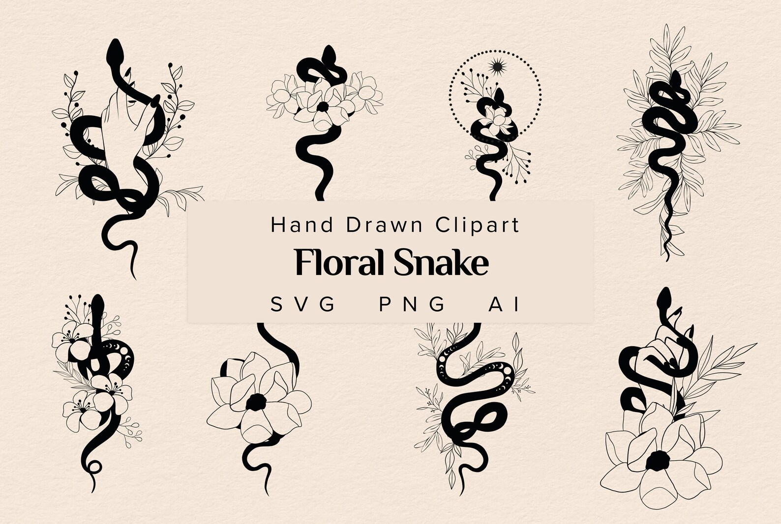 Floral Snake Svg Snake Svg Floral Snake Celestial Floral - Etsy UK