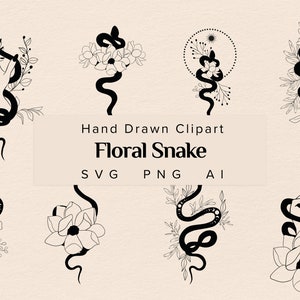 Floral Snake Svg Snake Svg Floral Snake Celestial Floral - Etsy