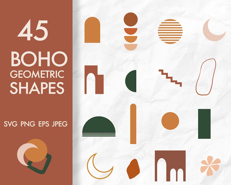 Boho Clipart Geometric Shapes Svg Bundle Abstract Geometric - Etsy