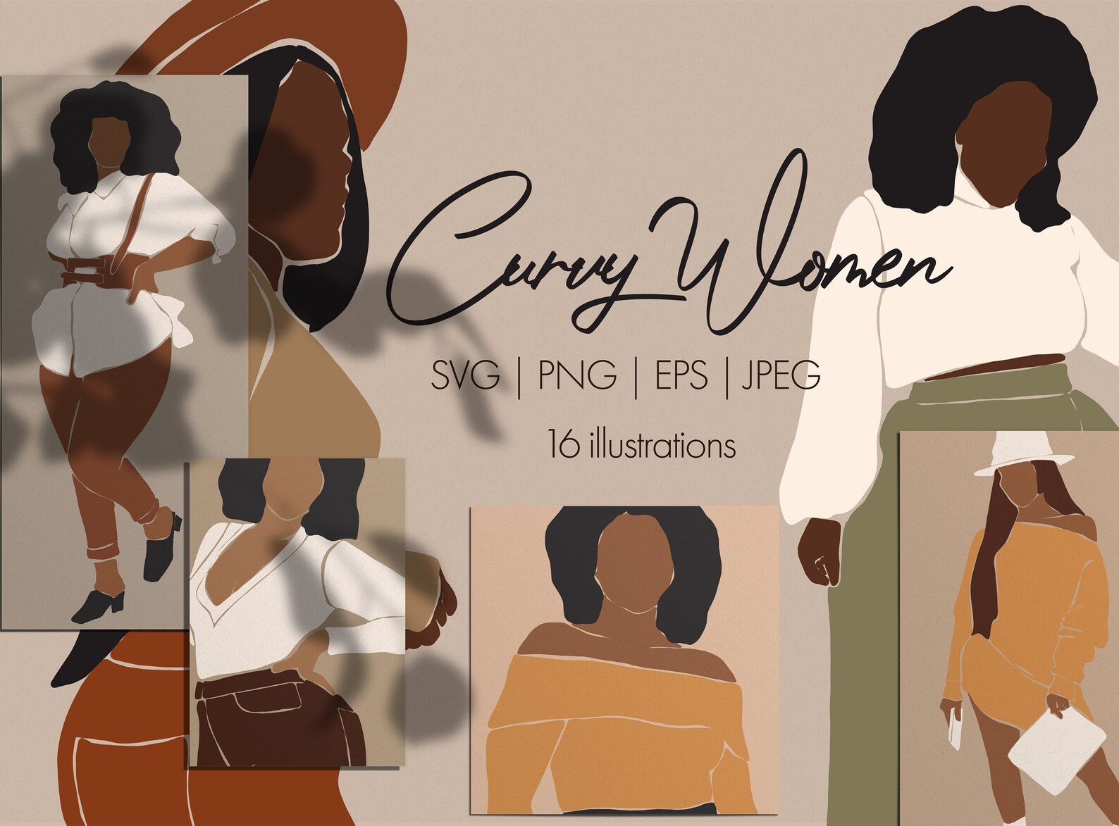 Curvy Woman SVG Afro Girl Clipart Black Woman Clipart - Etsy